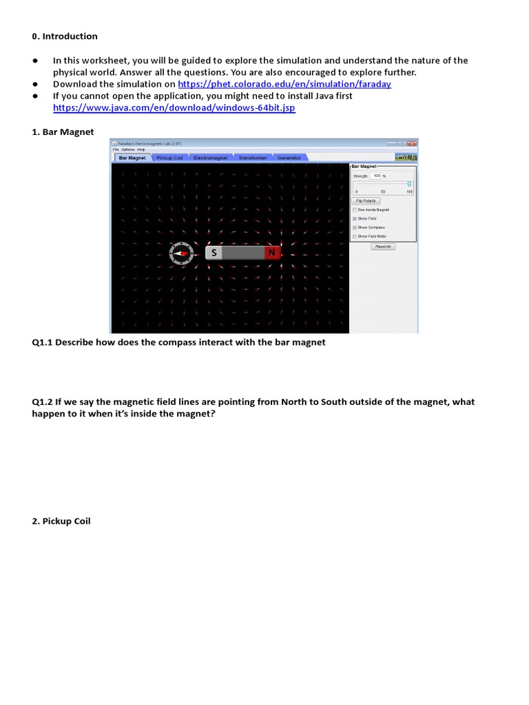 Faradays Lab Simulation Worksheet | PDF