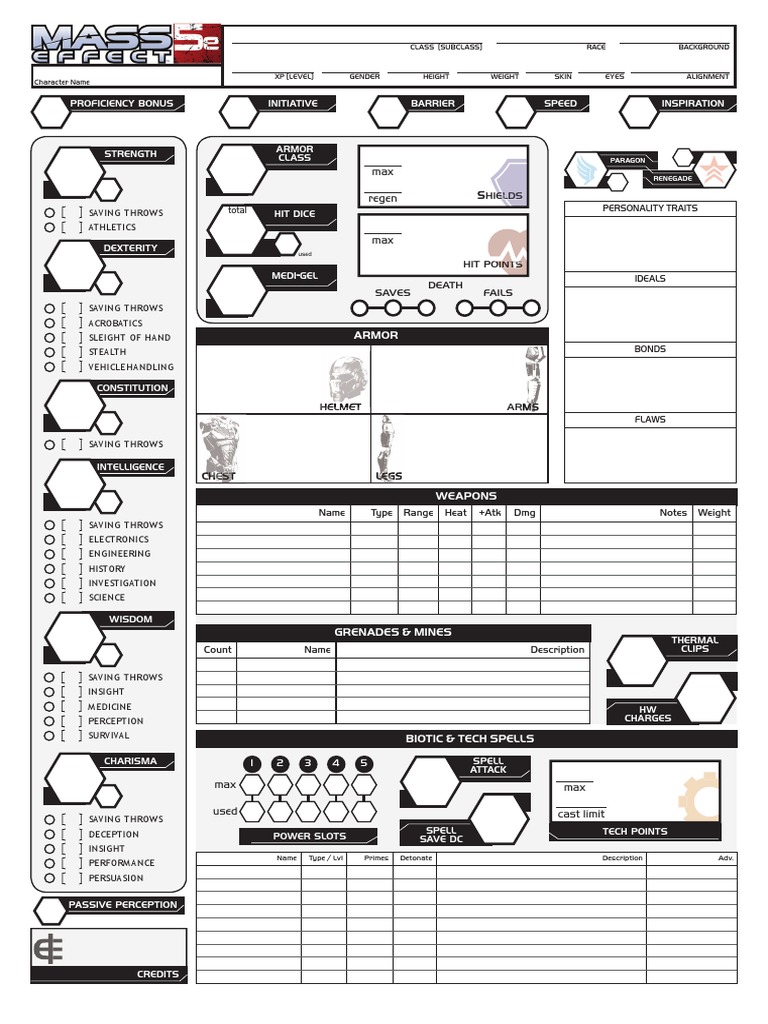ME5e Character Sheet-V2 | PDF | Leisure