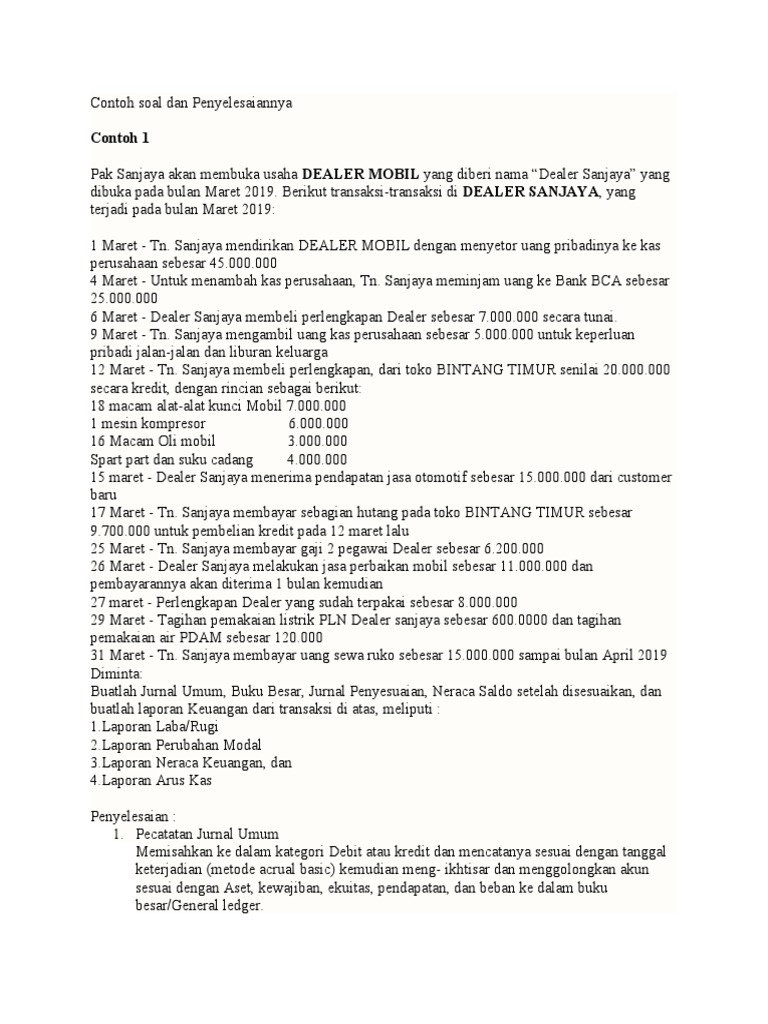 Contoh Soal Dan Penyelesaiannya Akuntansi Perusahaan Dagang | PDF