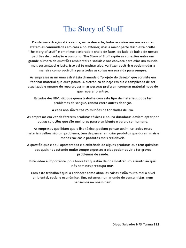 The Story of Stuff | PDF | Estilo de vida