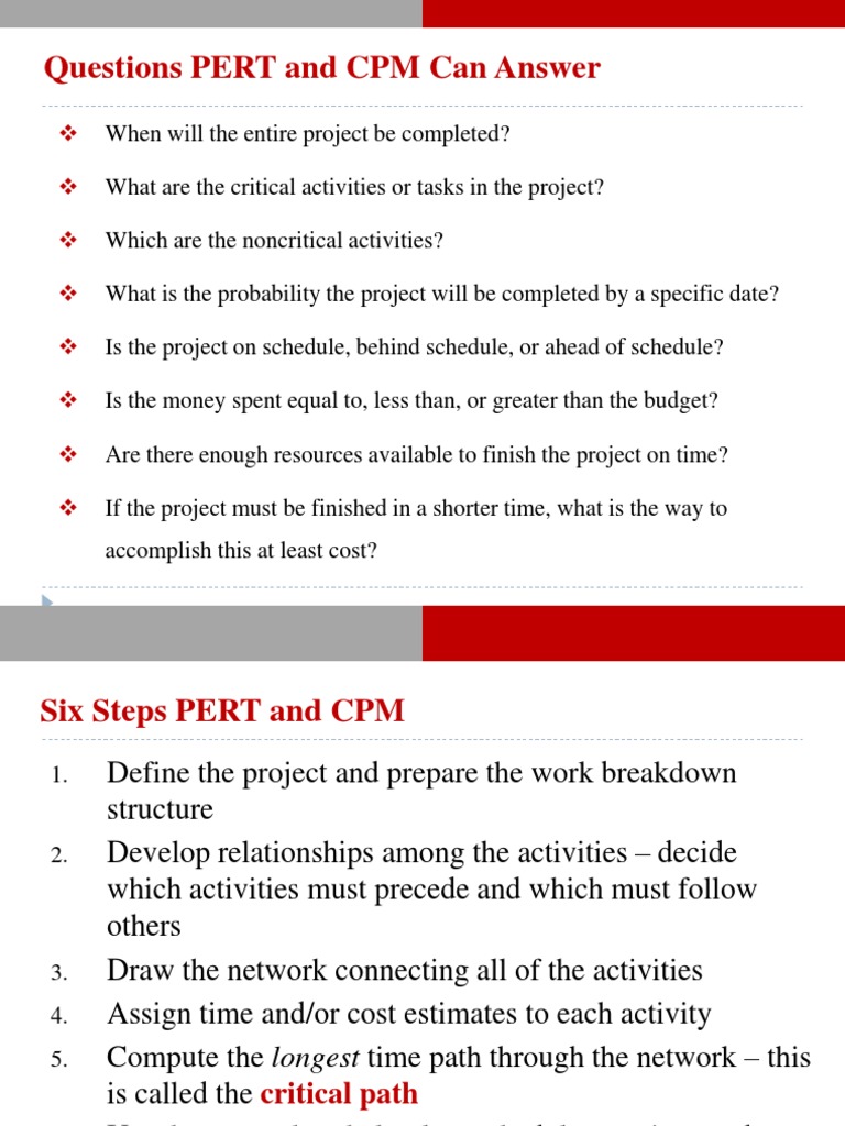 Questions PERT and CPM Can Answer | PDF | System Software | Software