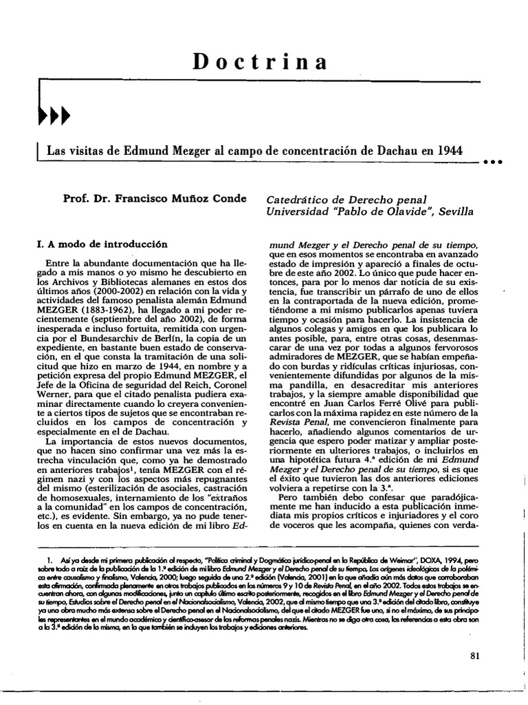 Las Vistias de Edmun Mezger Al Campo de Concentracion de Dachau en 1944 ...