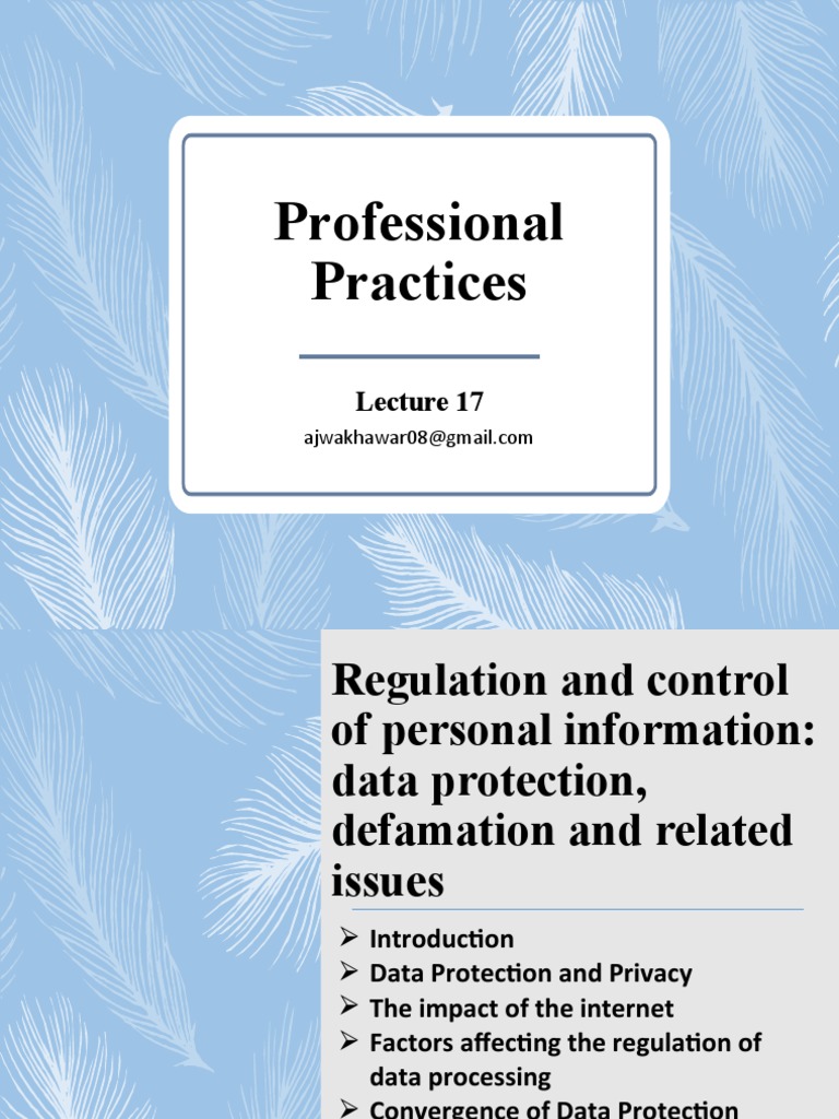 Lecture 17 Regulation and Control of Personal Information Data ...