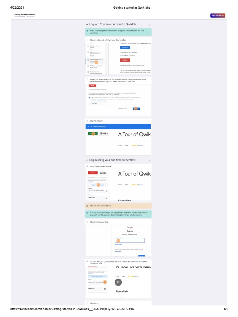 Getting Started in Qwiklabs | PDF