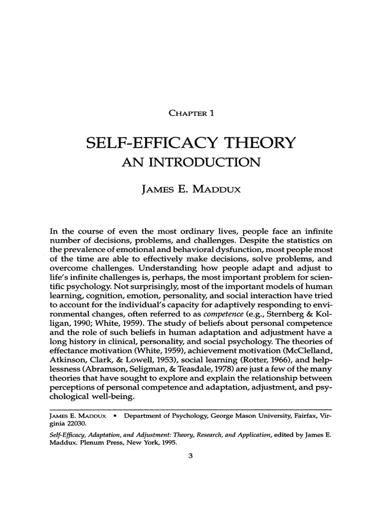 Self-Efficacy Theory: An Introduction | PDF | Self Efficacy | Psychology