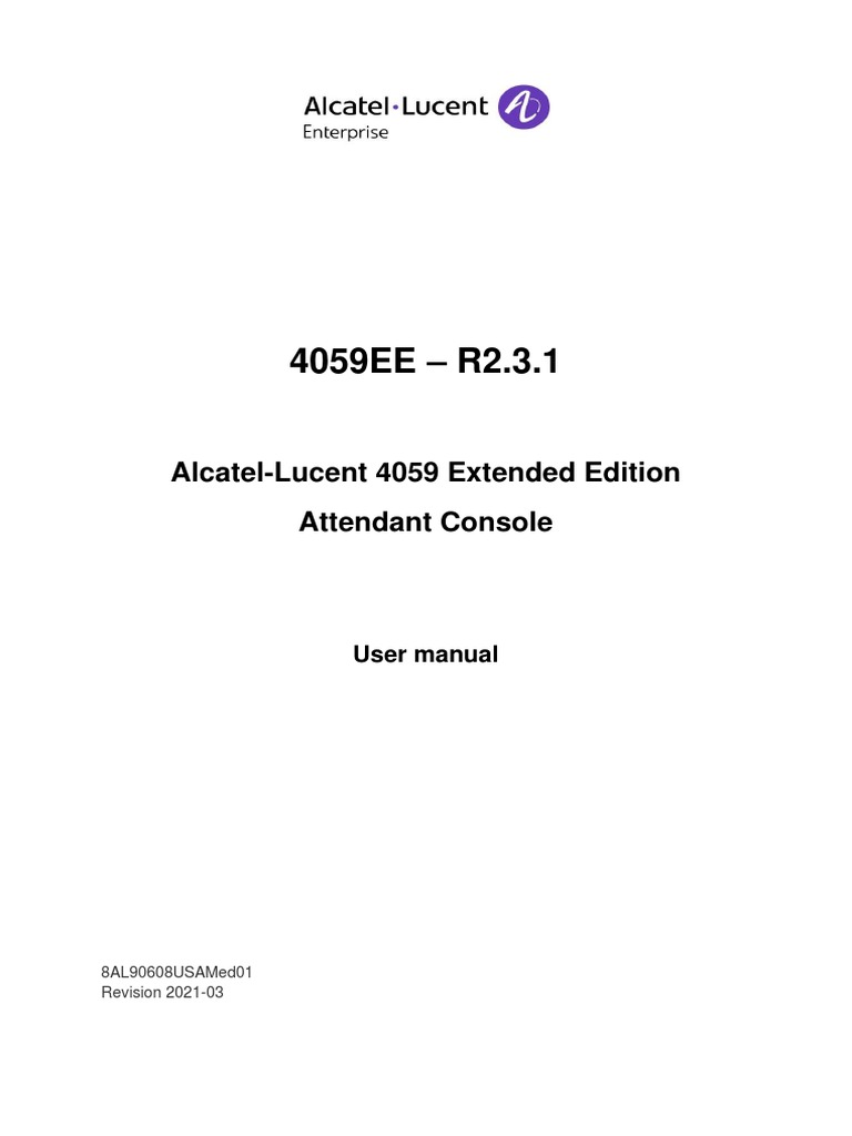 Alcatel-Lucent 4059 Extended Edition Attendant Console: User Manual ...
