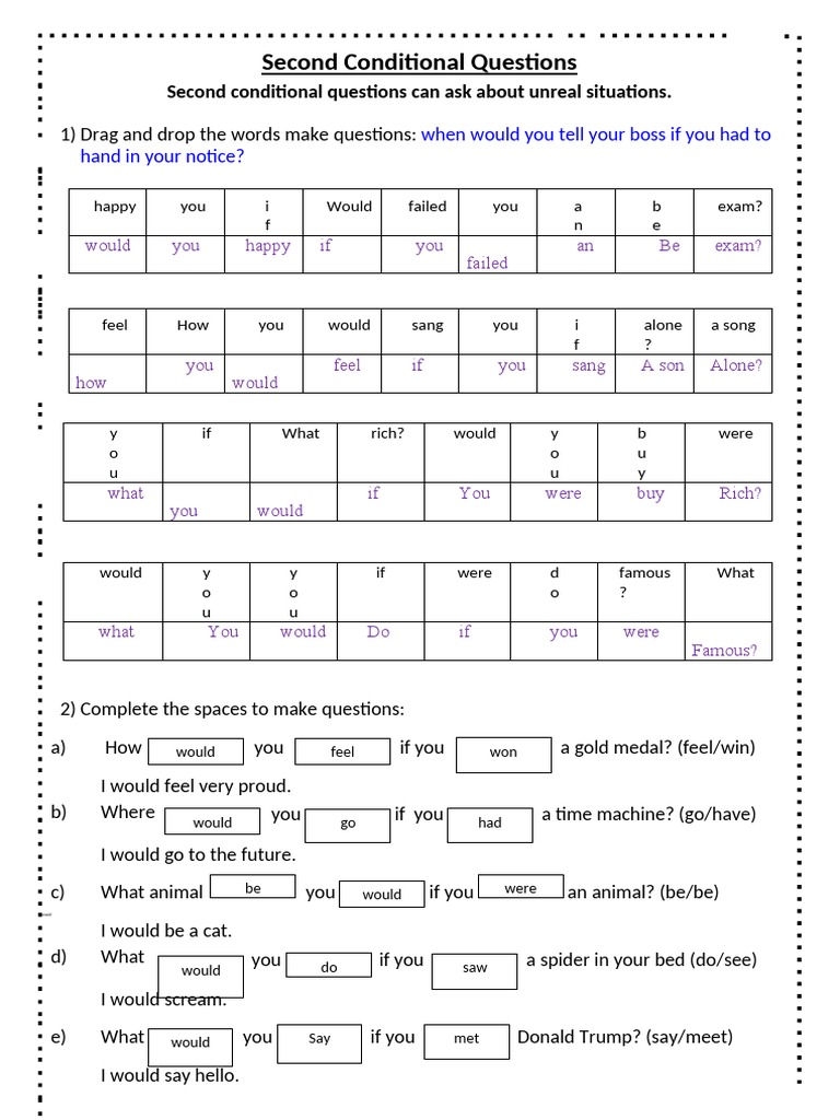 Ficha Interactiva 4 Questions About The Second Conditional | PDF | Violence