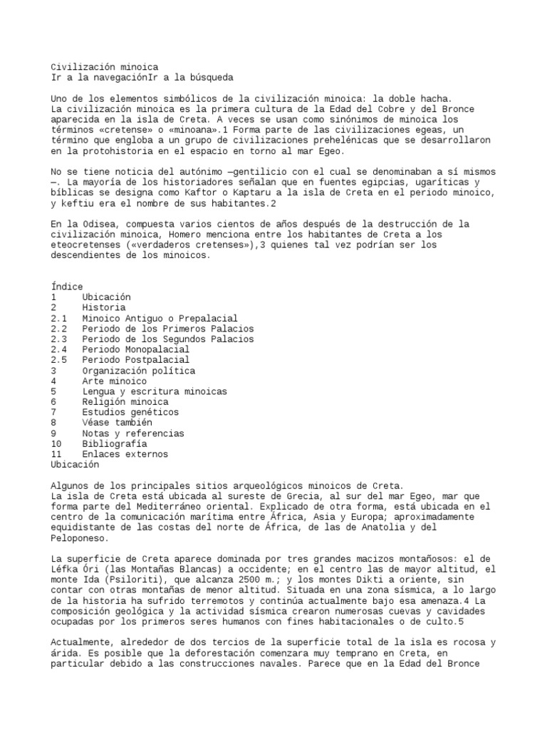 Civilizacion Minoica | PDF | Arqueología | Biblioteca y museo