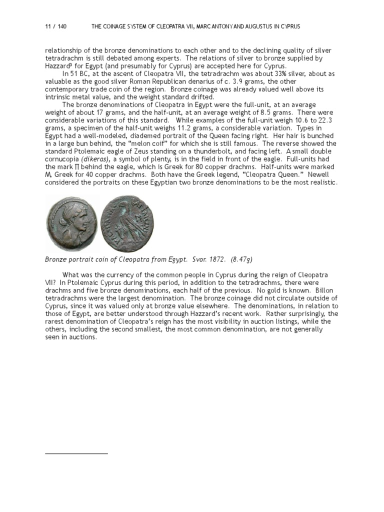 11 / 140 The Coinage System of Cleopatra Vii, Marc Antony and Augustus ...