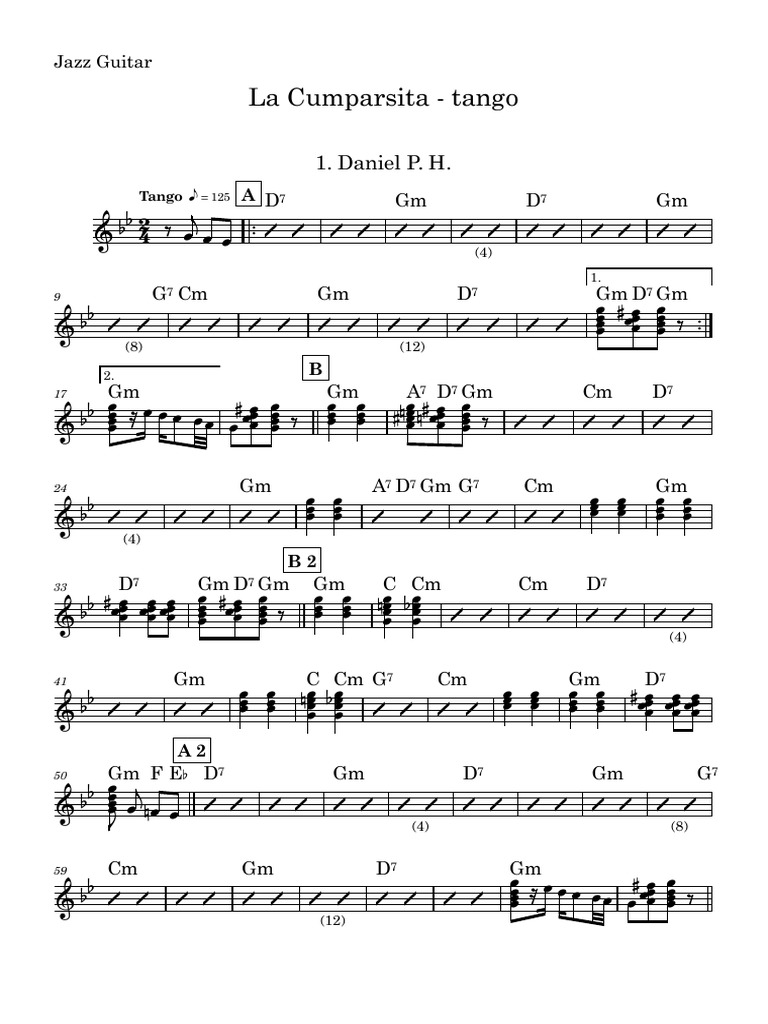 La Cumparsita Guitar Sheet Music | PDF | Uruguayan Music | Tango