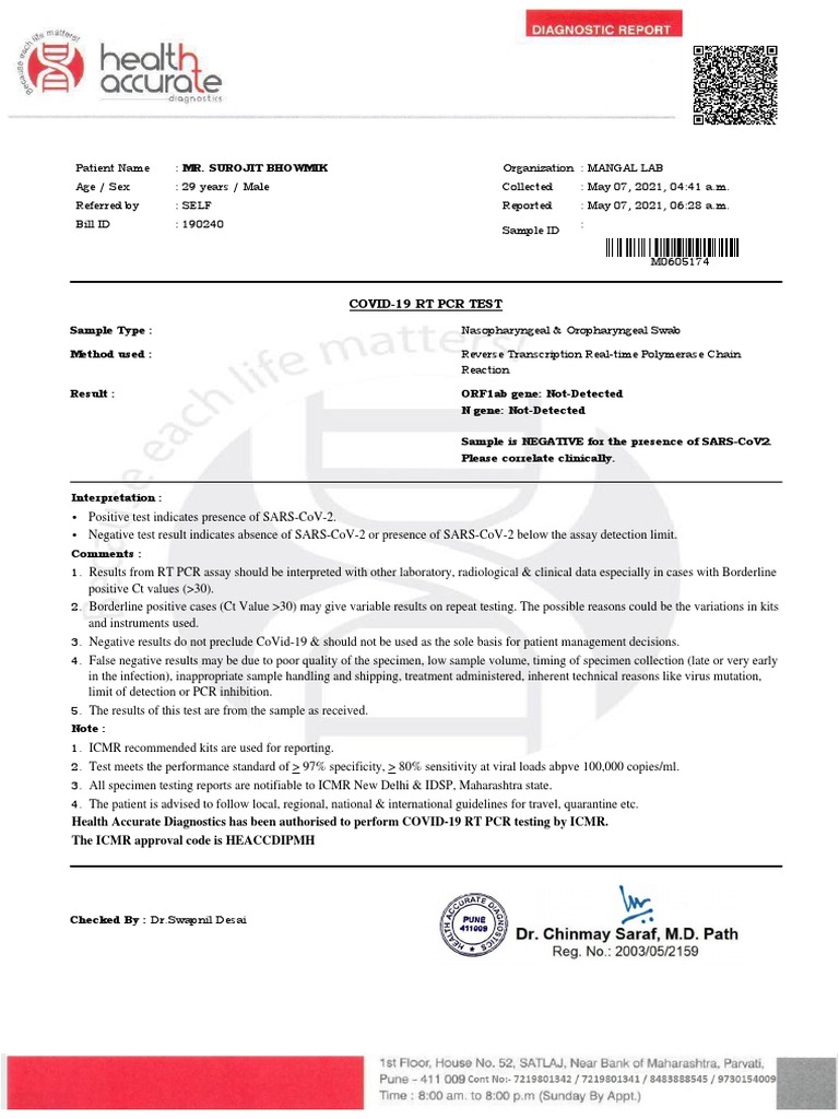 Covid-19 RT PCR Test Sample Type: Method Used | PDF | Reverse ...