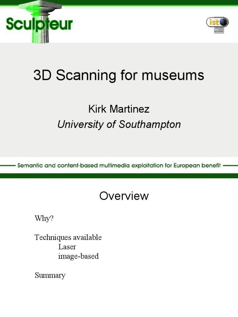 3D Scanning For Museums: University of Southampton | PDF | 3 D Computer ...