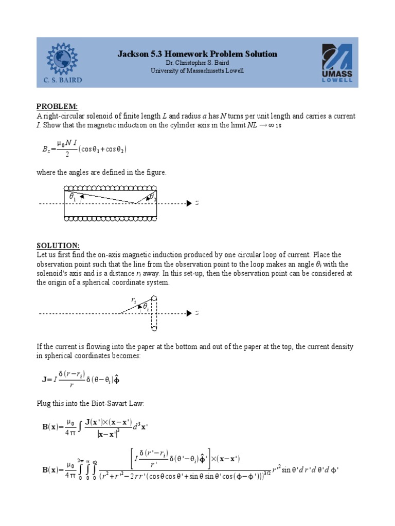 Jackson 5 3 Homework Solution | PDF | Magnetic Field | Physics