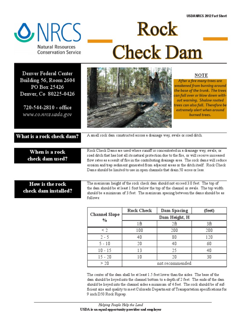 Rock Check Dam: Denver Federal Center Building 56, Room 2604 PO Box ...