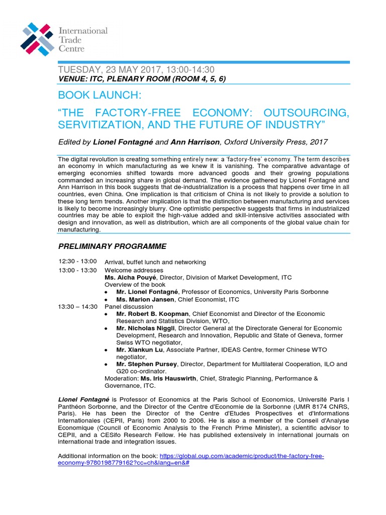 Book Launch: The Factory-Free Economy | PDF | World Trade Organization ...