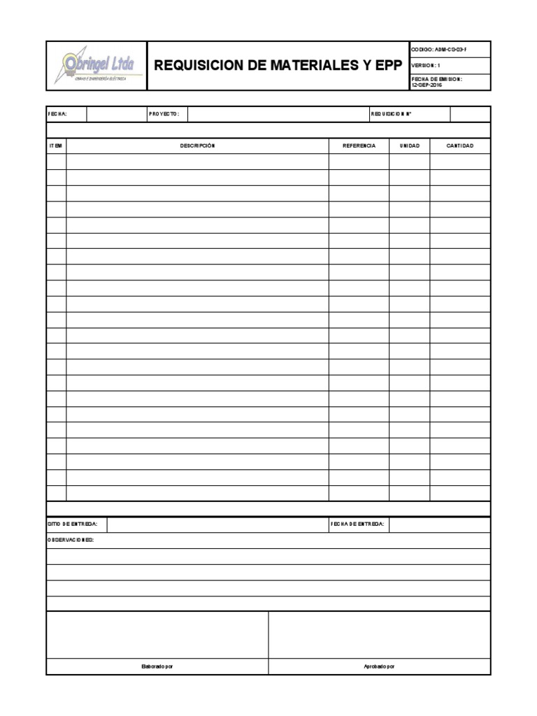 Formato Requisicion de Materiales | PDF