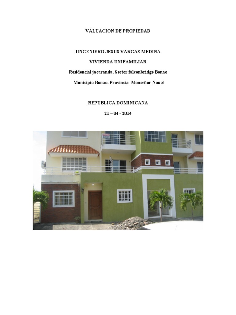 TASACION DE Bonao Edificio JEYLIS | PDF | República Dominicana | Mercado (economía)