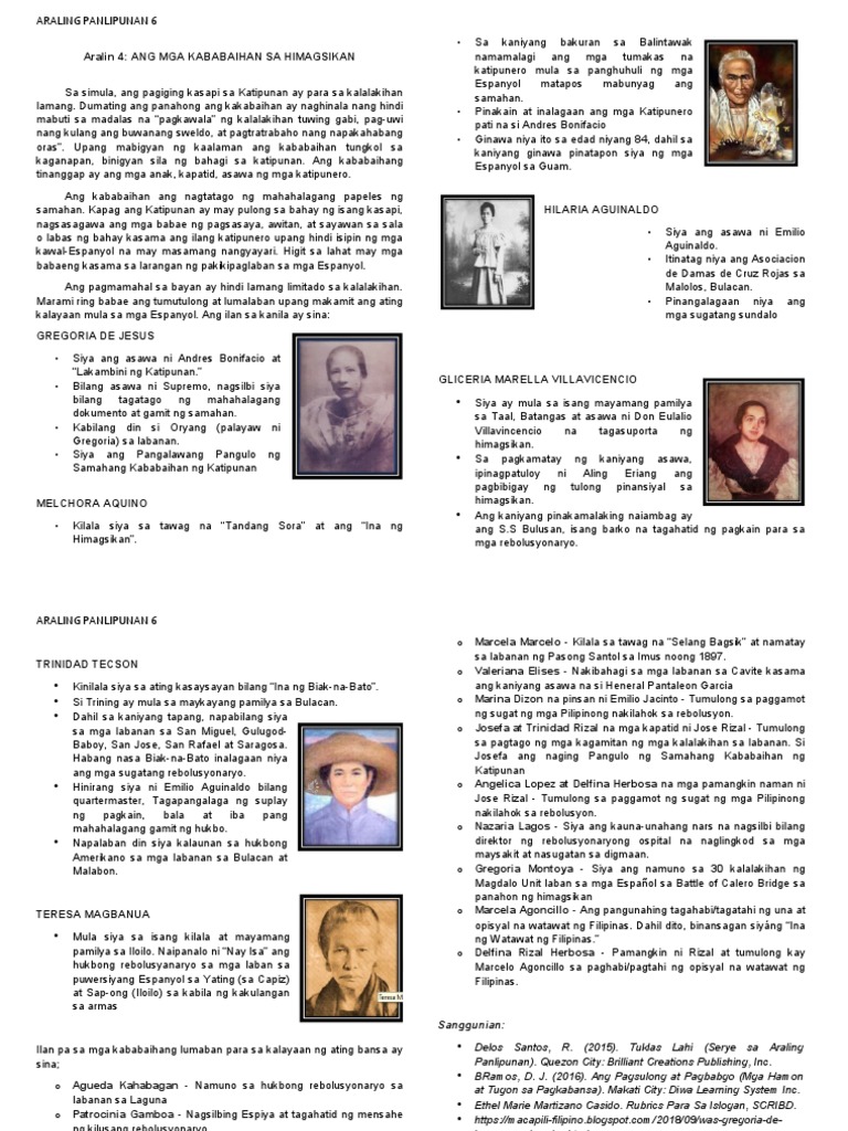 Q1W4 AP - Mga Kababaihan NG Rebolusyon | PDF