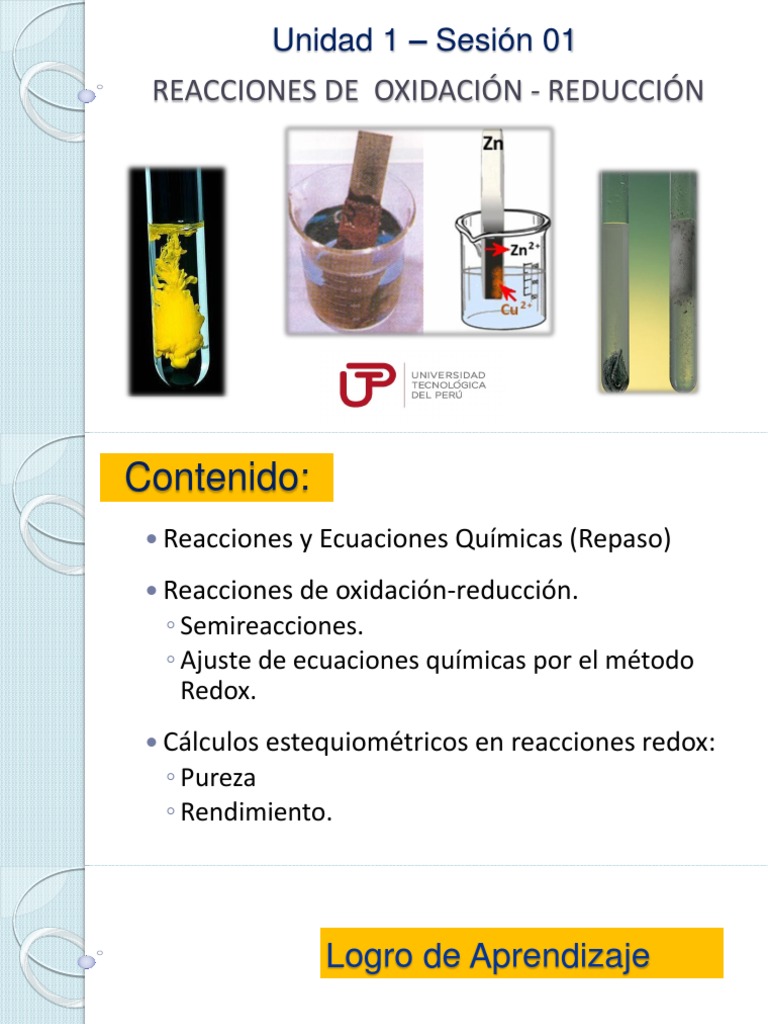 Unidad 1 - Sesión 1 - Reacciones Redox | PDF | Redox | Estequiometría