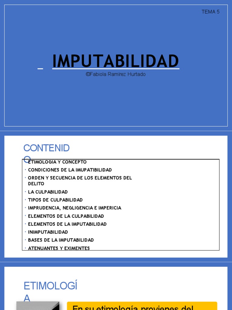 Tema 5 - IMPUTABILIDAD | PDF | Intención (Derecho Penal) | Etica Aplicada