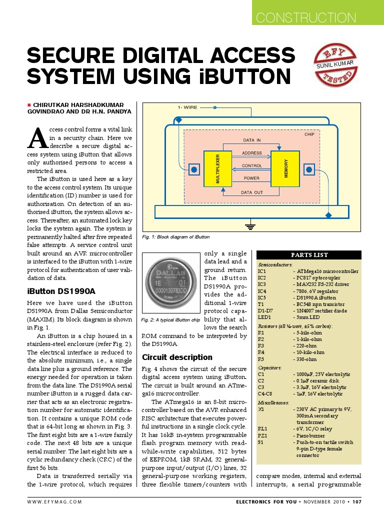 Secure Digital Acess System Using Ibutton | PDF | Computer Program ...