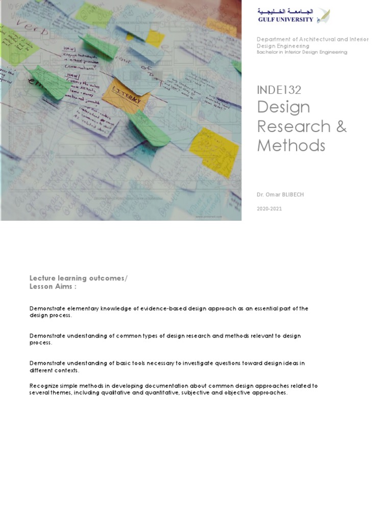 Design Research & Methods: INDE132 | PDF | Research Design | Design