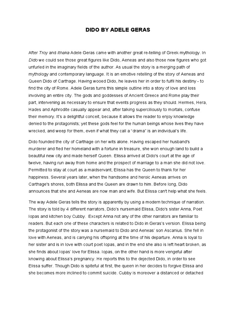 A Retelling of the Myth of Dido Through Multiple Narrators | PDF | Aeneas