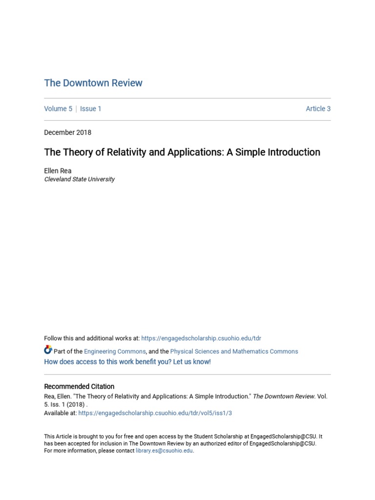The Theory of Relativity and Applications | PDF | Spacetime | General ...