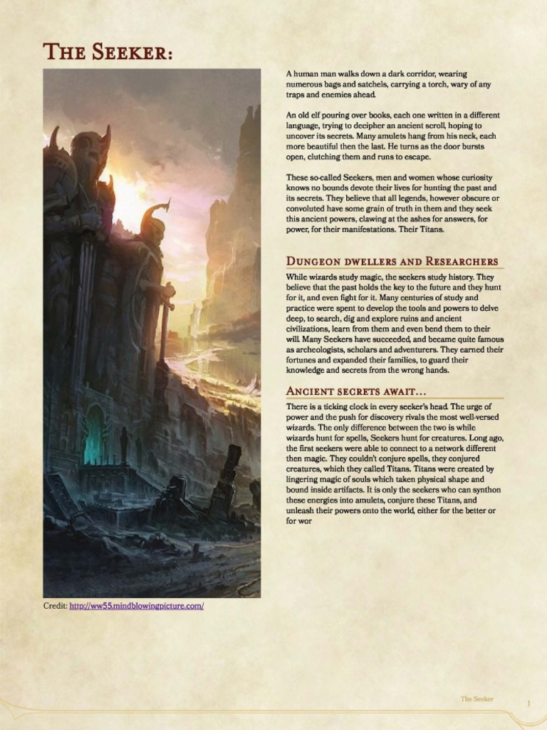 The Seeker 5e Class | PDF