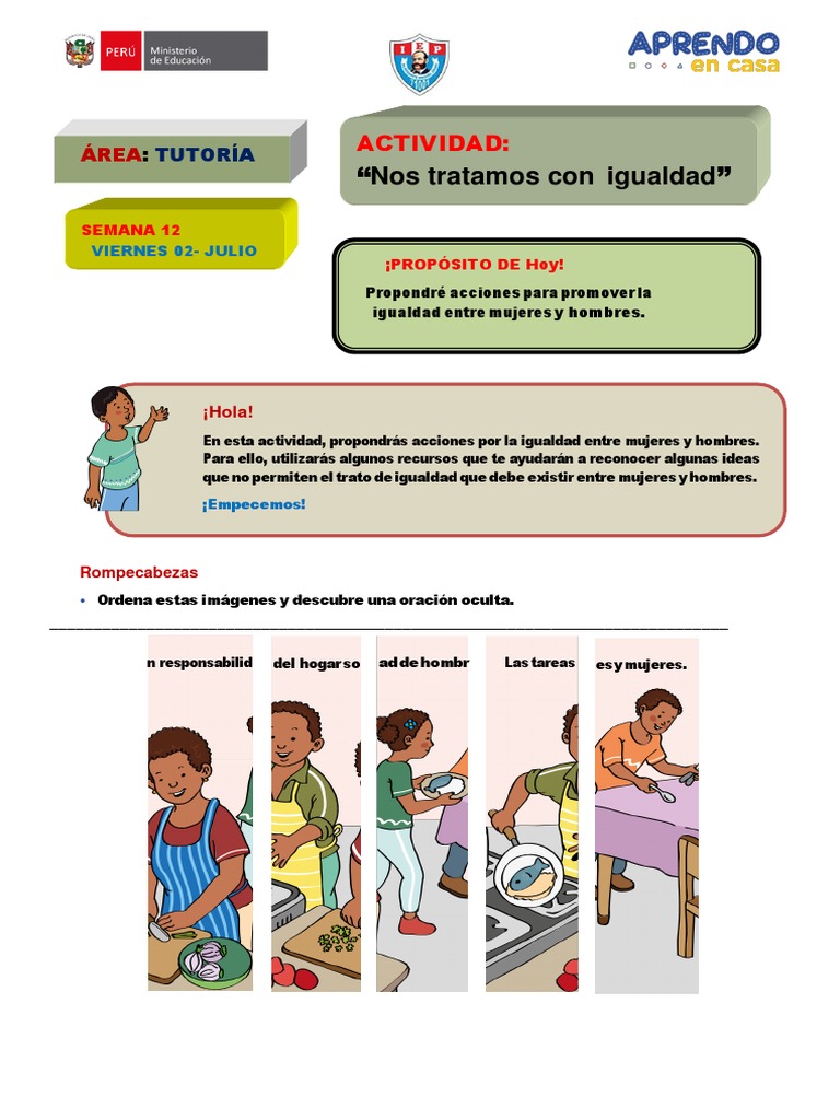 FICHA - 5-SEMANA 12 - Tutoría | Descargar gratis PDF | Igualdad de ...