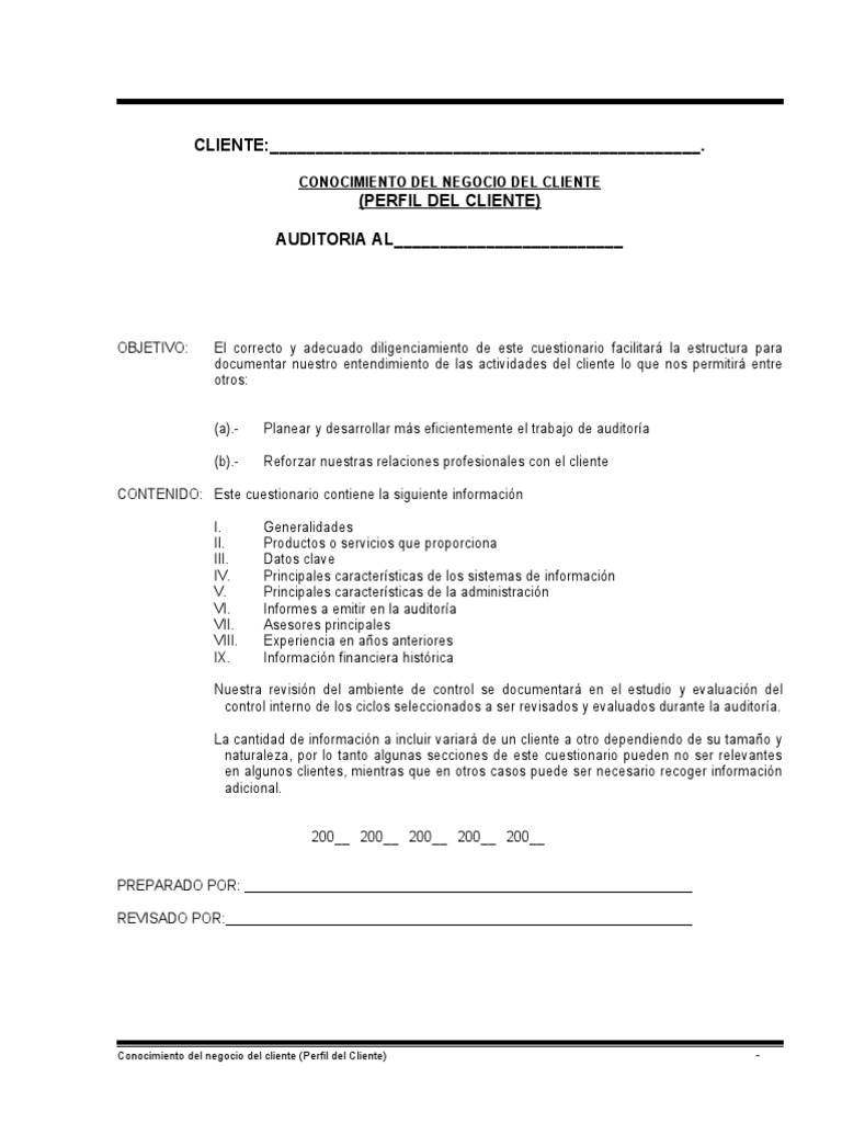 Memorando Conocimiento y Perfil Del Cliente - Permanente | PDF ...