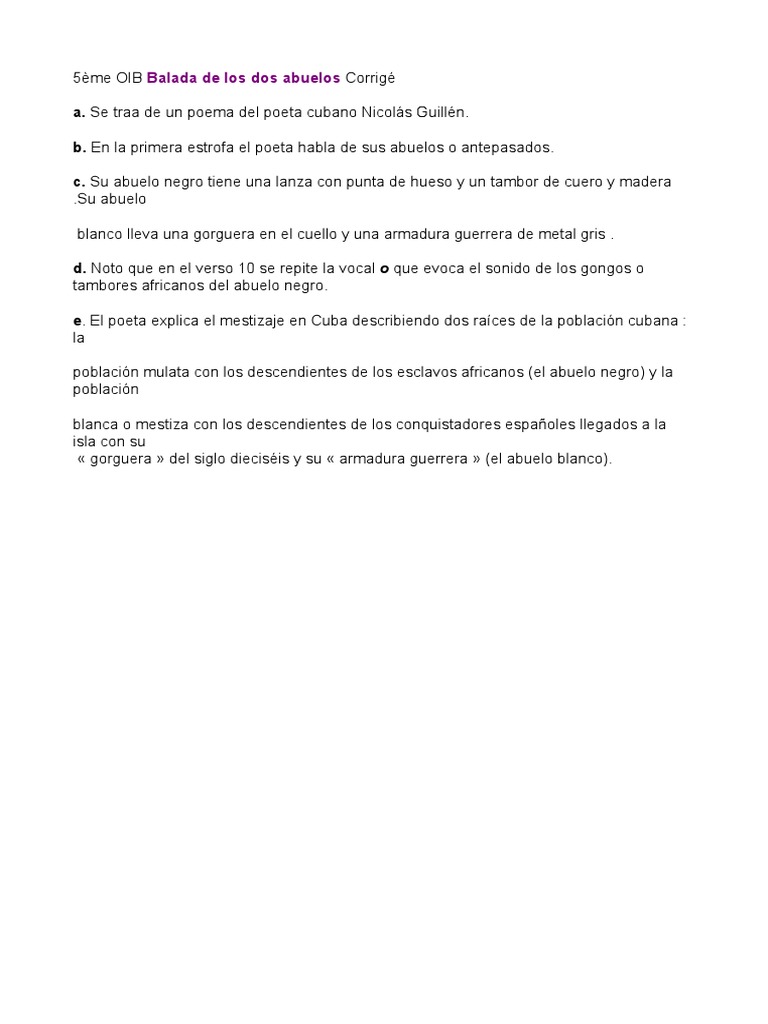 Balada de Los 2 Abuelos Corrigé | PDF | Clásicos