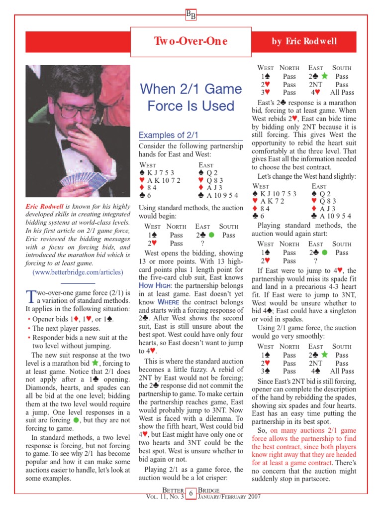 When 2/1 Game Force Is Used: Two-Over-One | PDF | Contract Bridge | Bridge