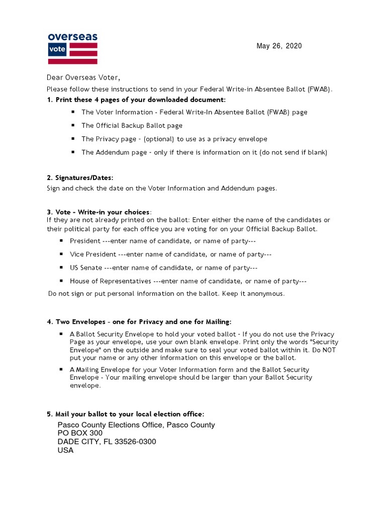 Print These 4 Pages of Your Downloaded Document | PDF | Absentee Ballot ...