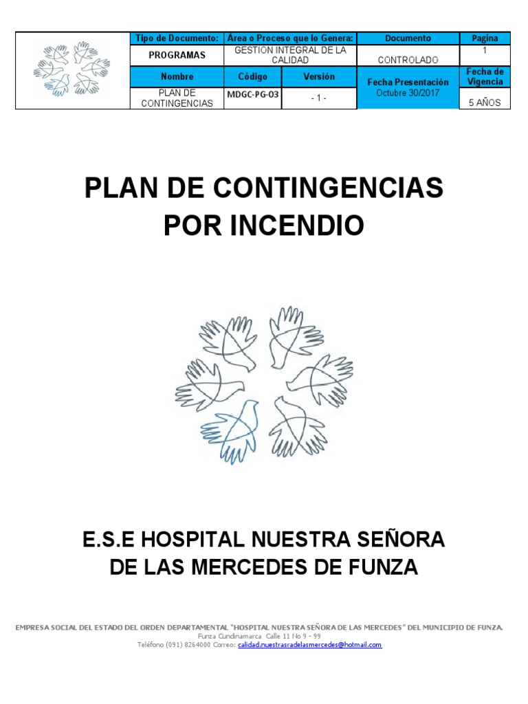 Plan de Contingencias Incendio | PDF | Hospital | Fuego fatuo
