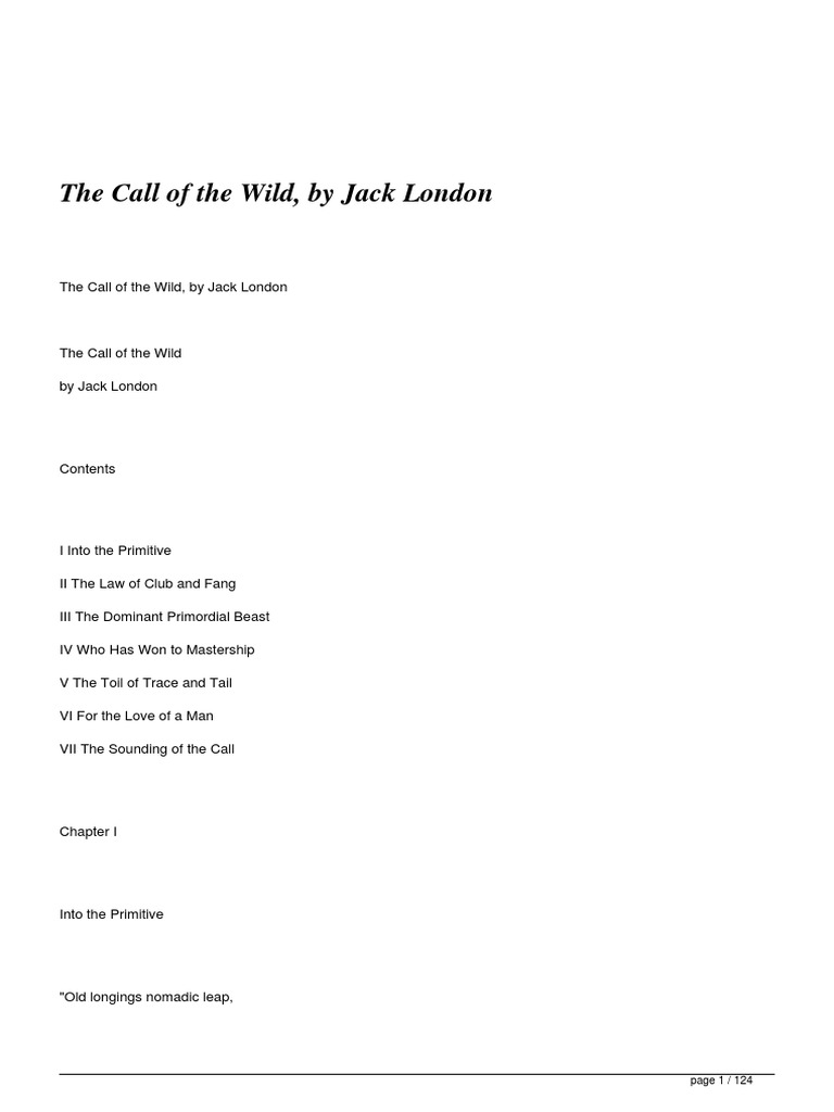 The Call of The Wild by Jack London | PDF | The Call Of The Wild | Nature