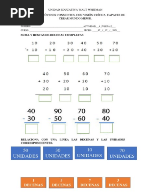 Hojas De Trabajo Para Sumar Decenas Y Unidades Sumas Por