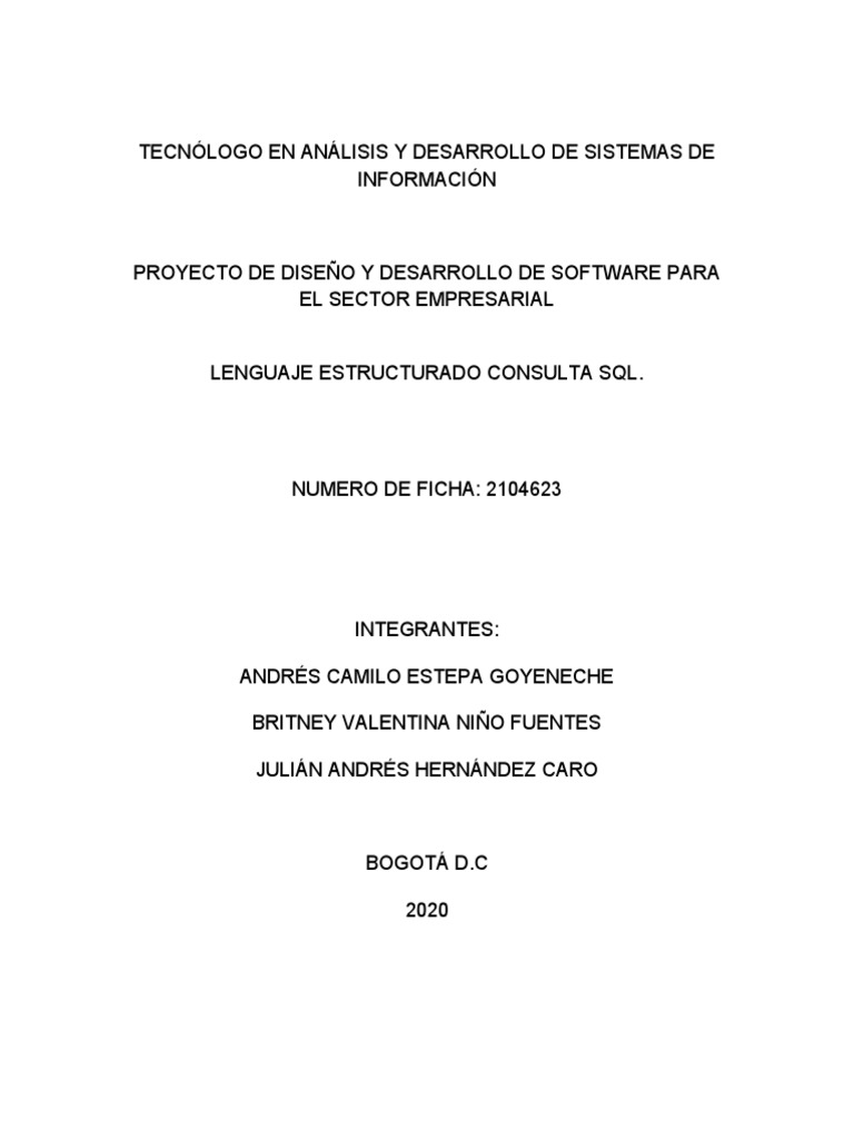 Lenguaje Estructurado Consultas SQL | PDF | SQL | Software de gestión ...