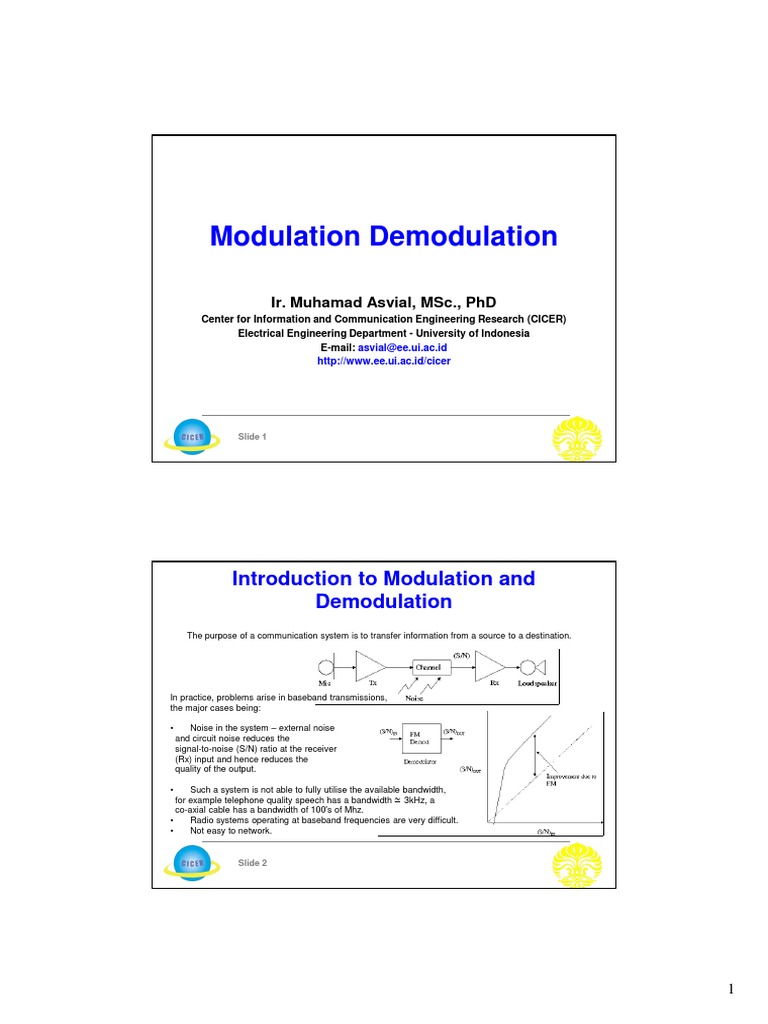 Introduction To Modulation and Demodulation | PDF | Modulation | Bandwidth (Signal Processing)