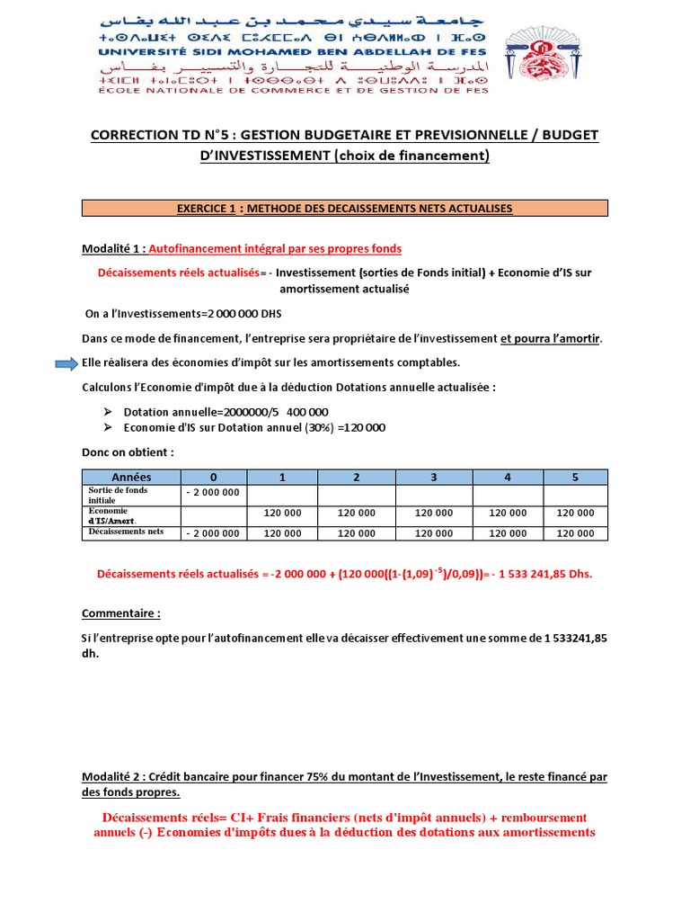 Correction TD 5 | PDF | Prêts | Leasing