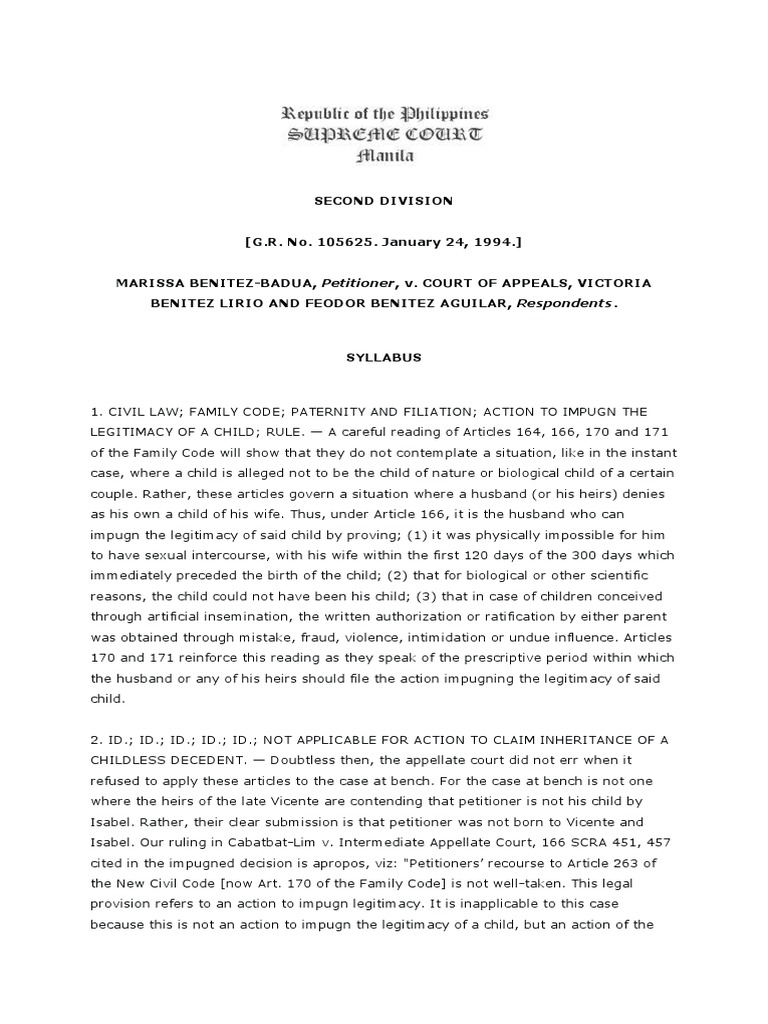 Case On Collateral Attack On Legitimacy of A Child | PDF | Birth ...