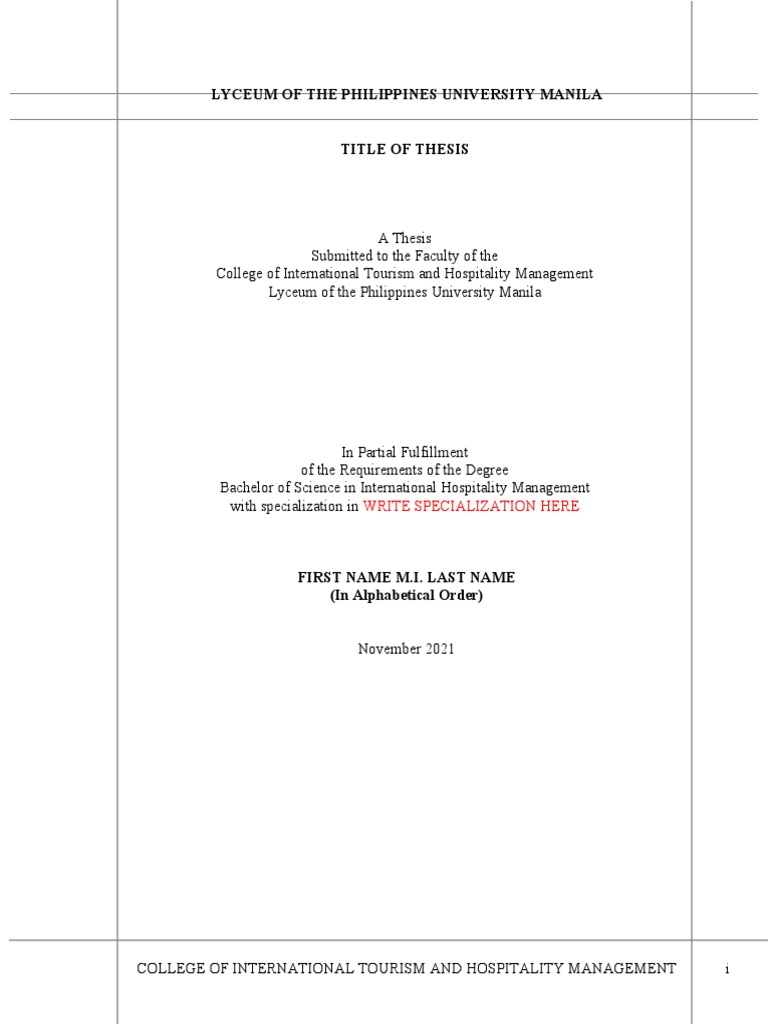 Lyceum of The Philippines University Manila: Write Specialization Here ...