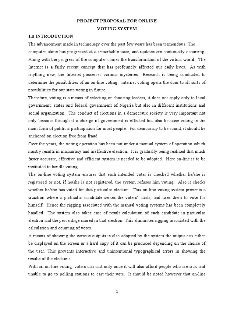 Project Proposal For Online Voting System | PDF | Electoral Fraud | Voting
