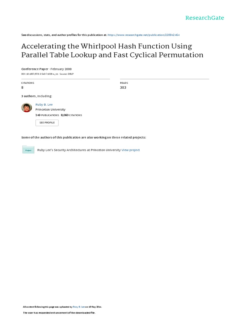 Accelerating The Whirlpool Hash Function Using Par | PDF | Parallel ... Accelerating The Whirlpool Hash Function Using Par | PDF | Parallel ...