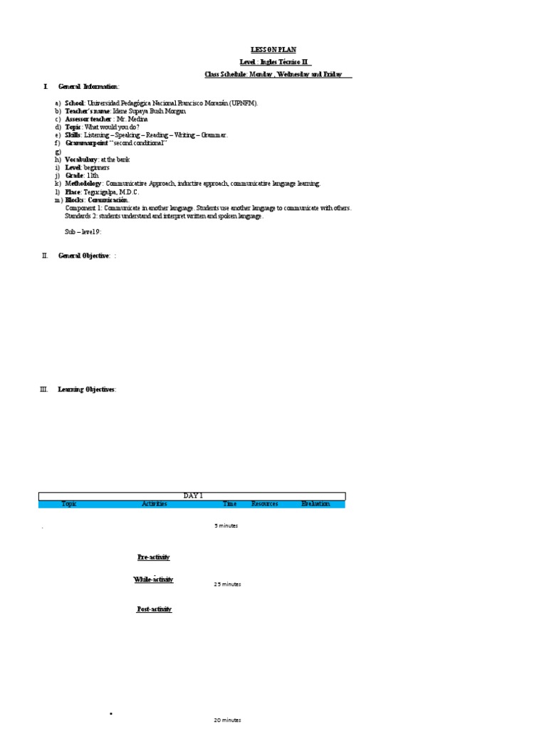 LESSON PLAN Semana 2, BTP Contaduria y Finanas Idene Bush | PDF