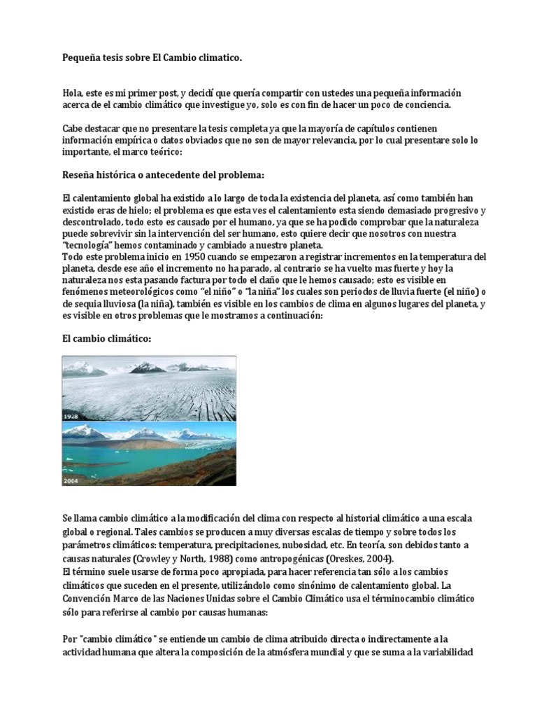 Pequeña Tesis Sobre El Cambio Climatico | PDF | Especie en peligro ...