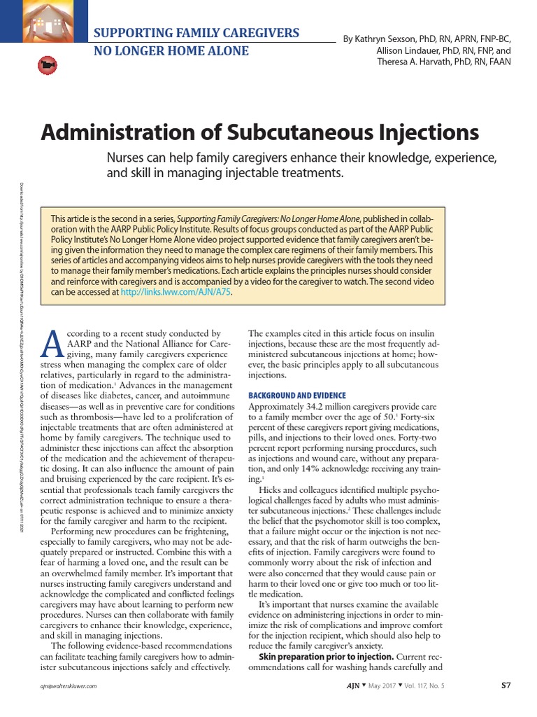Teaching Family Caregivers Subcutaneous Injection Skills | PDF ...
