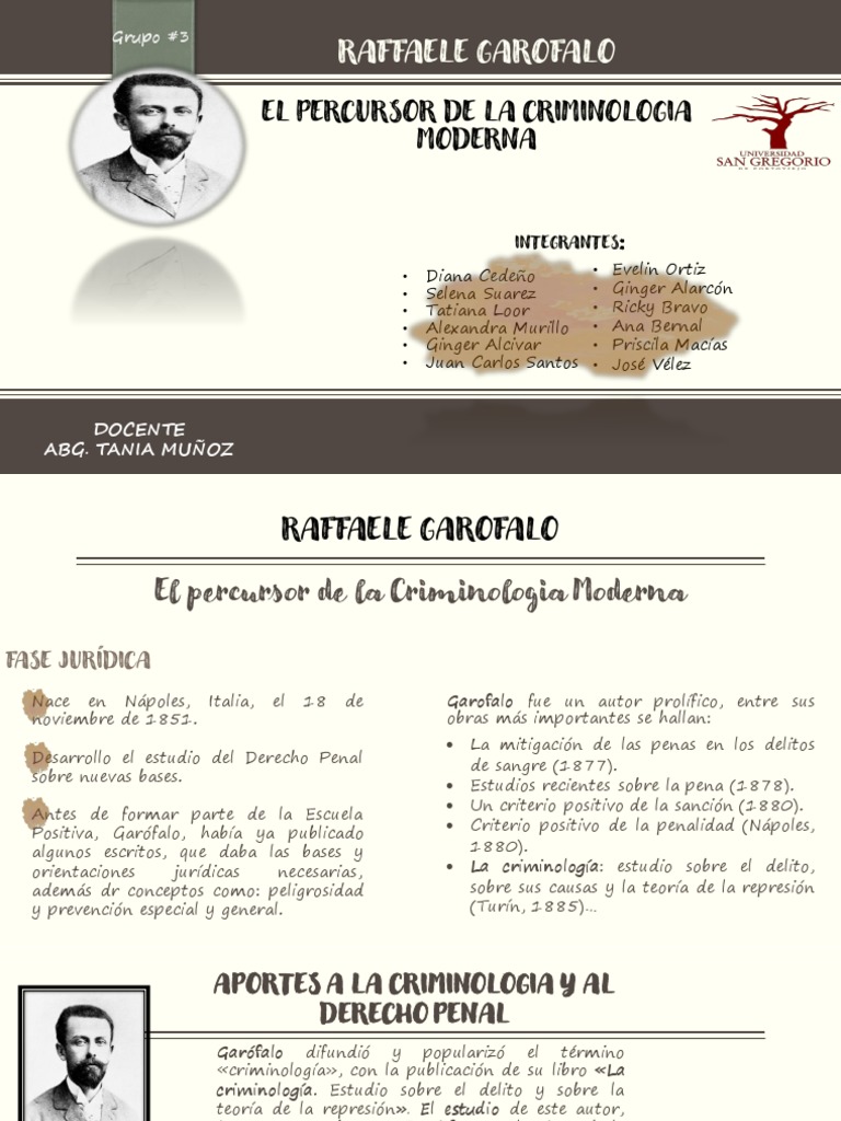 El legado de Raffaele Garofalo: La criminología como ciencia y la ...