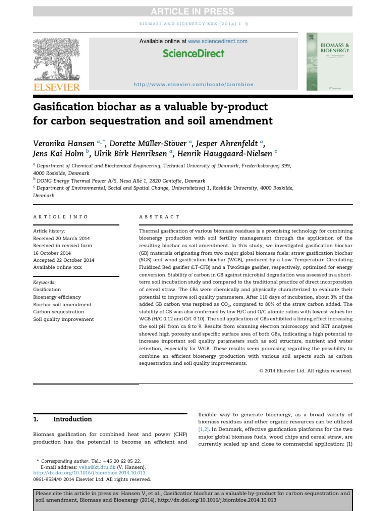 Gasification Biochar As A Valuable By-Product For Carbon Sequestration ...