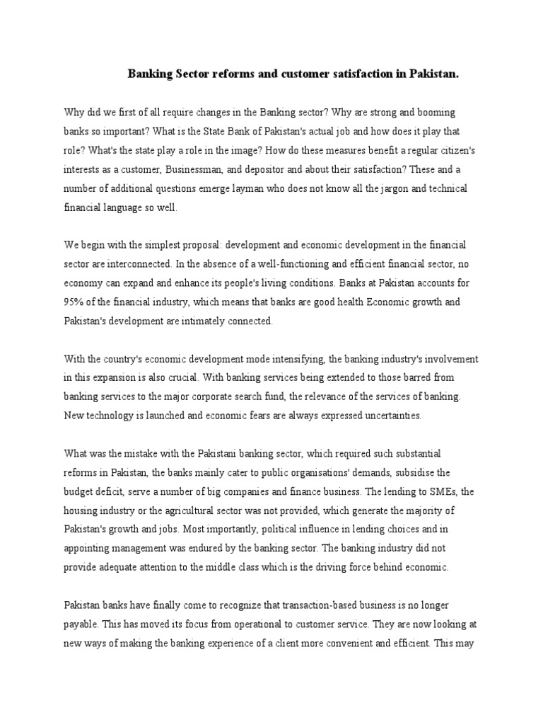 Banking Reforms and Customer Satisfaction in Pakistan | PDF | Islamic ...